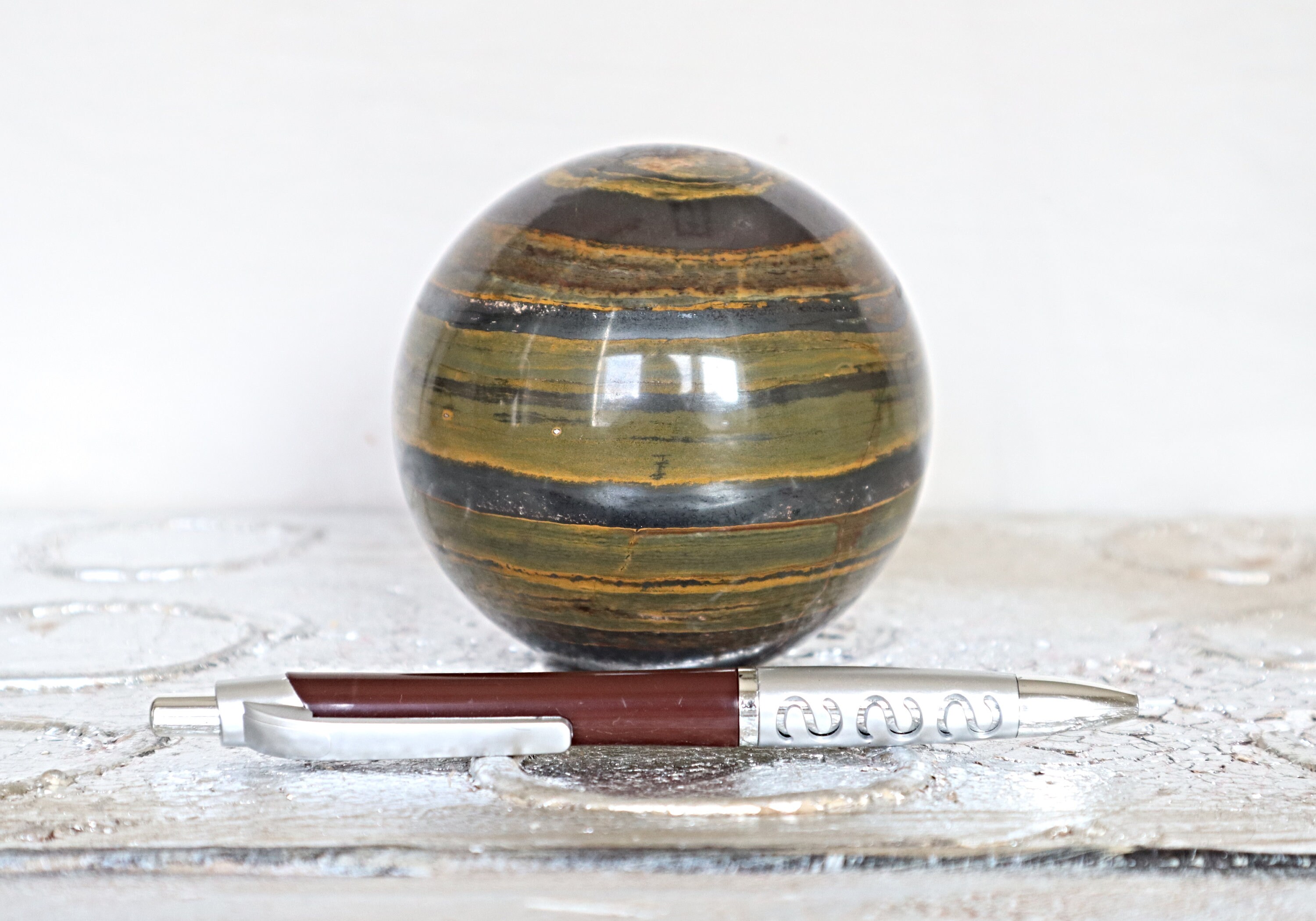 Iron Tiger Sphere, Ancestralite Hematite Tiger Eye Sphere Home Decor ...