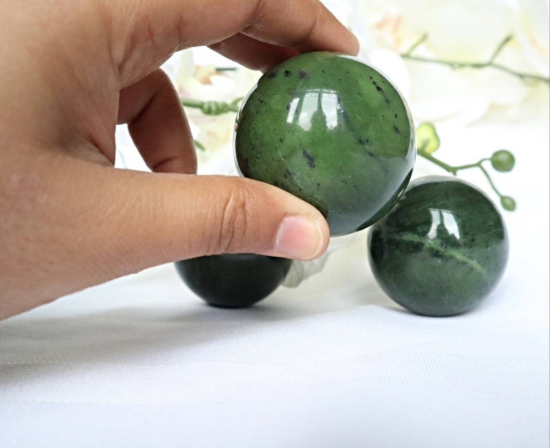 Jade Sphere, Green Canadian Nephrite Jade Sphere for Abundance Lucky Stone - Etsy