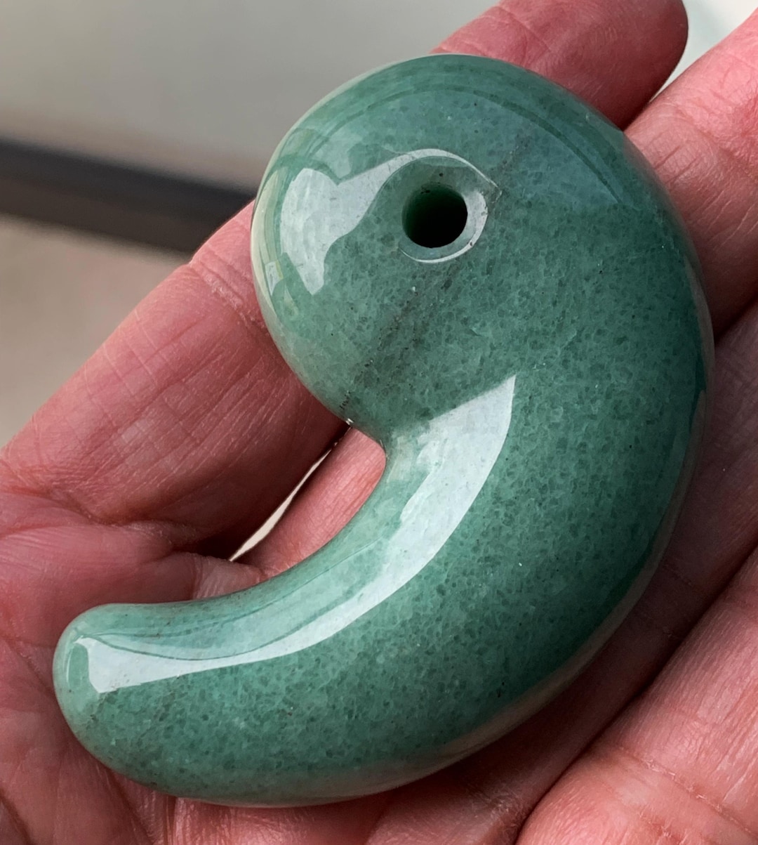 Green Aventurine Magatama | Large Japanese Talisman | Luck, Healing and ...