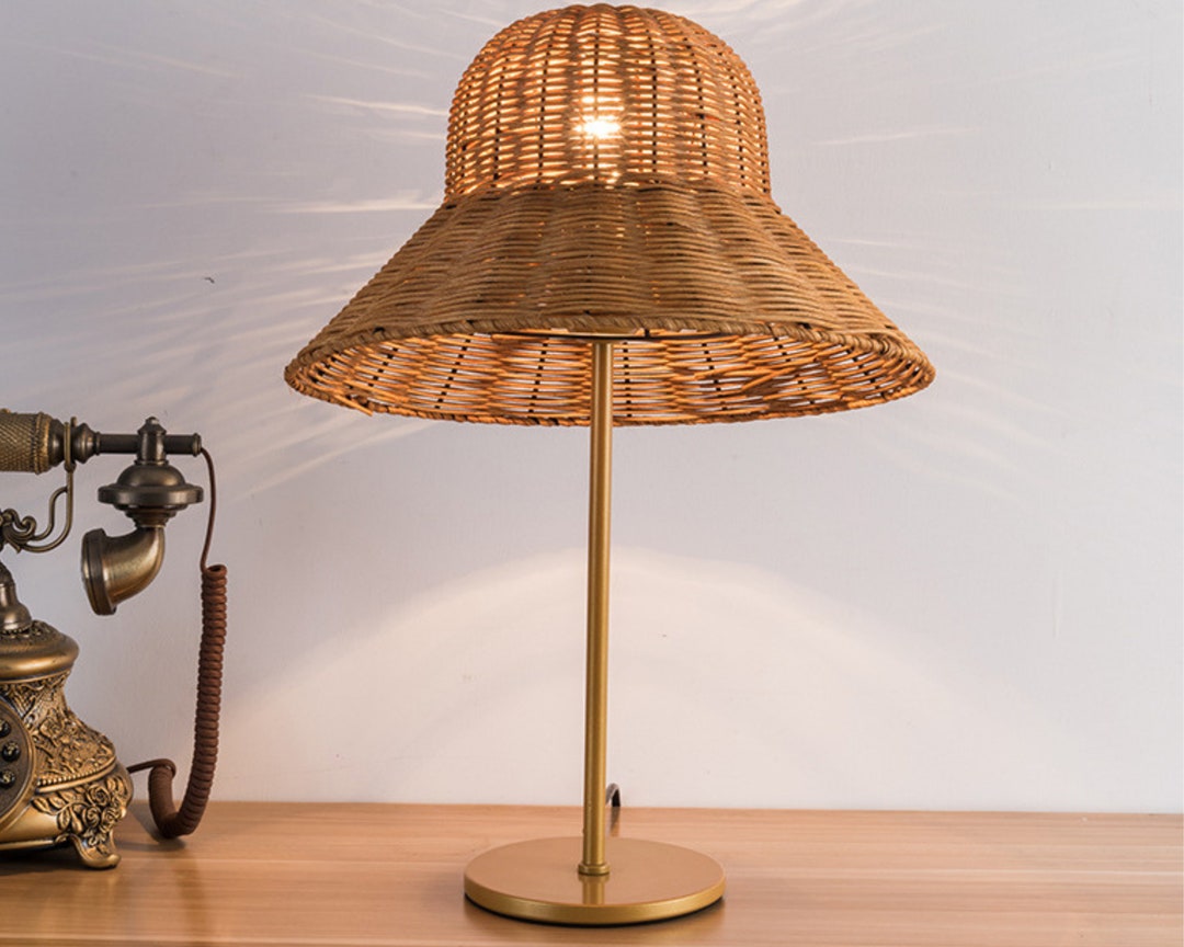 Woven Rattan Table Lamp Rattan night Rattan Lampwoven - Etsy