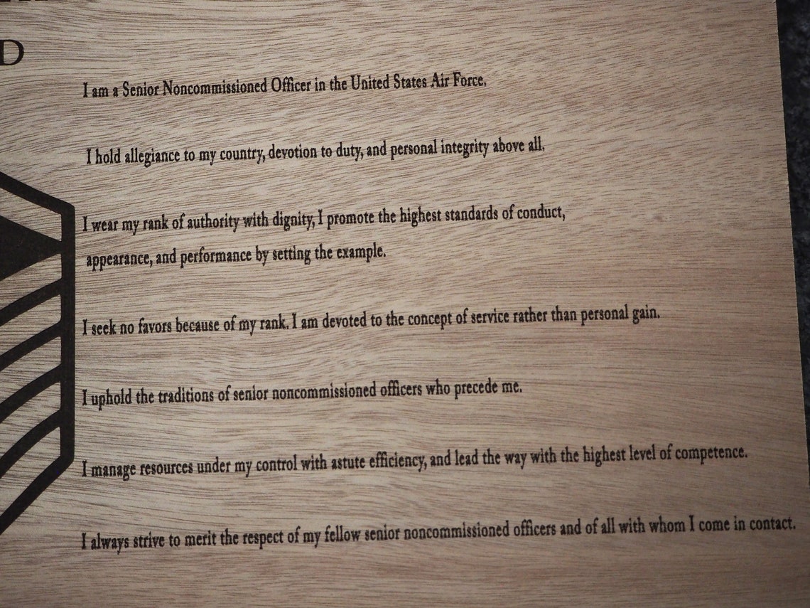 Air Force Senior Non Commissioned Officer Creed With Master Sergeante-7 ...