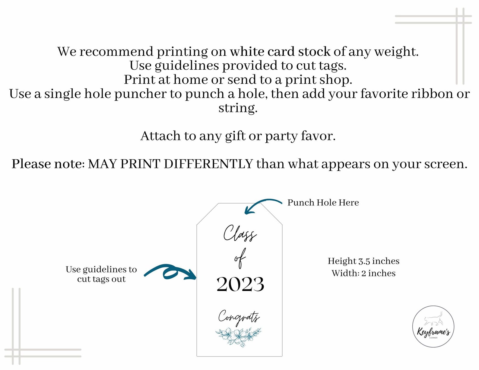 2023 Printable Graduation Gift Tags, Congrats Grad Gift Tag, Instant ...