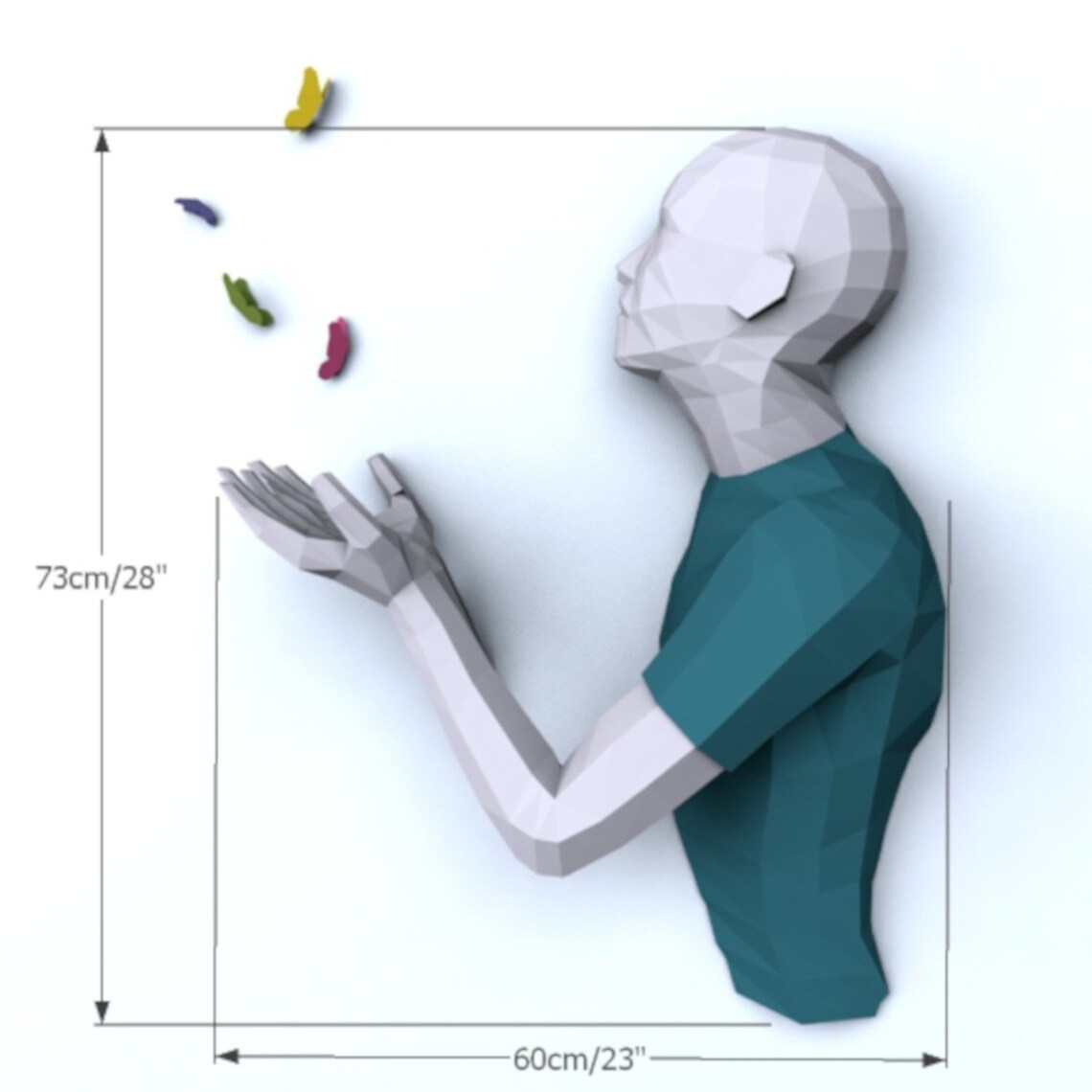 Papercraft template, low poly, butterflies, poetic sculpture, office ...