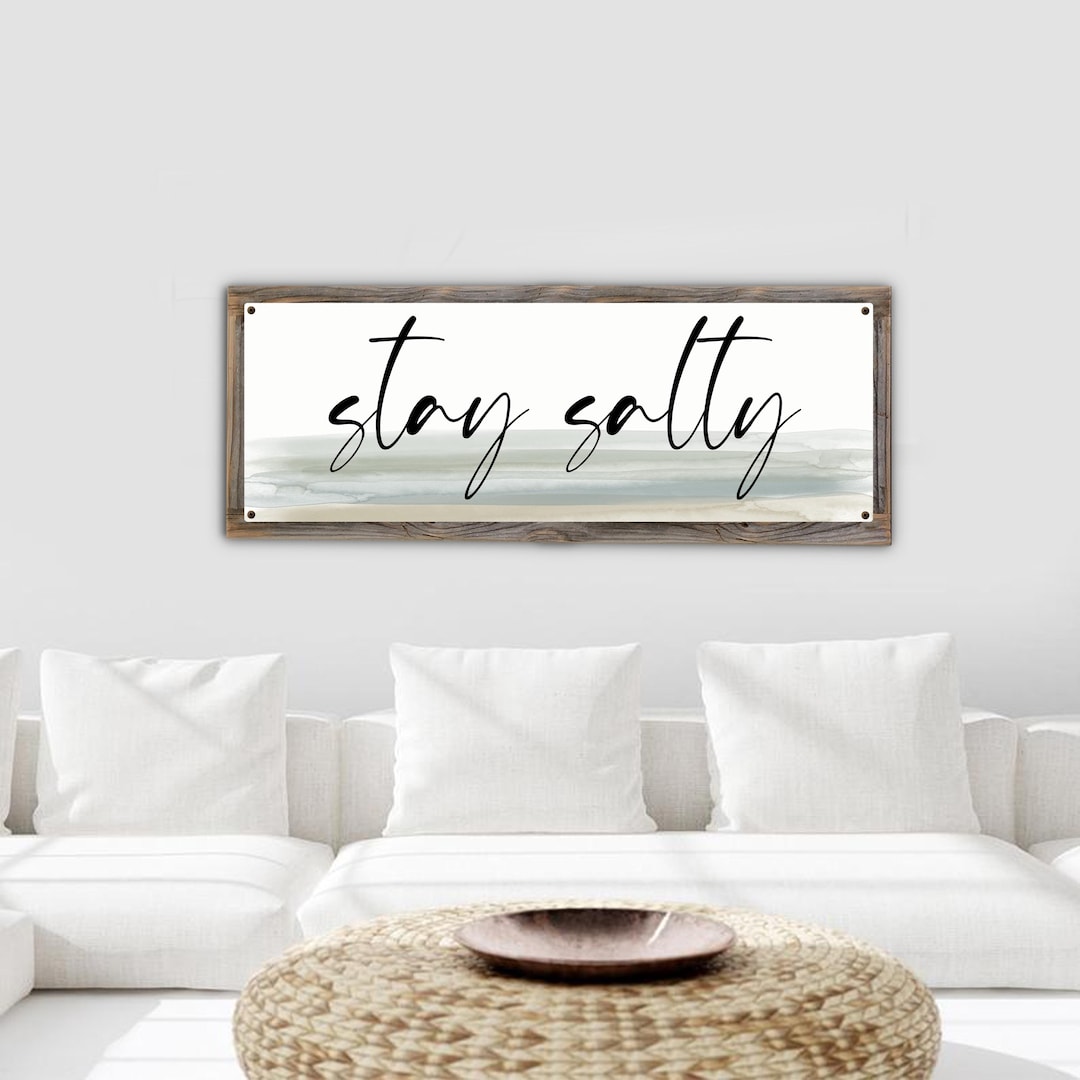 Stay Salty Metal Print Mounted on Reclaimed Wood Frame-rustic Coastal ...
