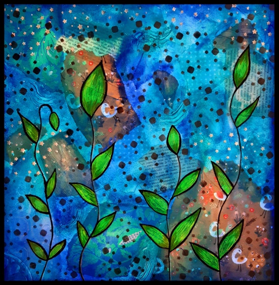 Canvas Acrylic Paint Mixed Technique night Praise | Etsy