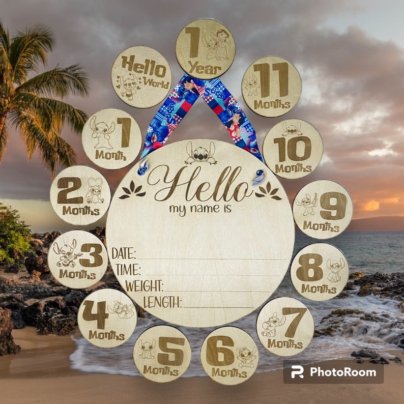 Stitch (& Lilo) Baby Monthly Milestones - Etsy