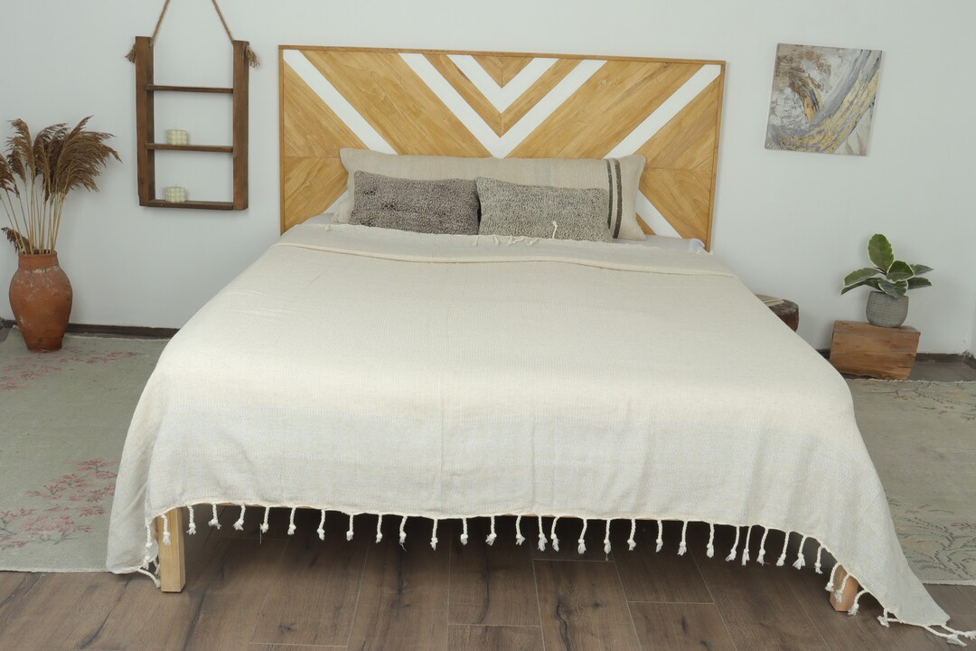 Turkish Bedspread, Turkish Blanket, Light Gray Throw, Kilim Design ...