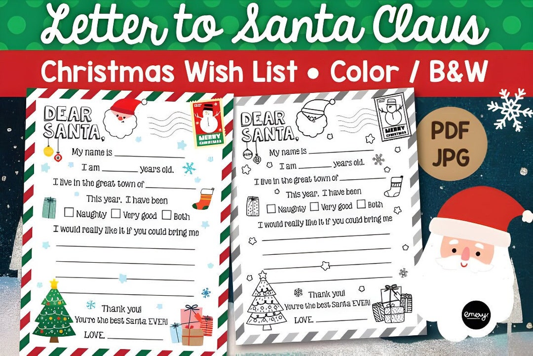 Kids Christmas Wish List,letter to Santa PRINTABLE, Kids Letter to ...