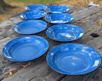 Blue Enameled Plate - Etsy