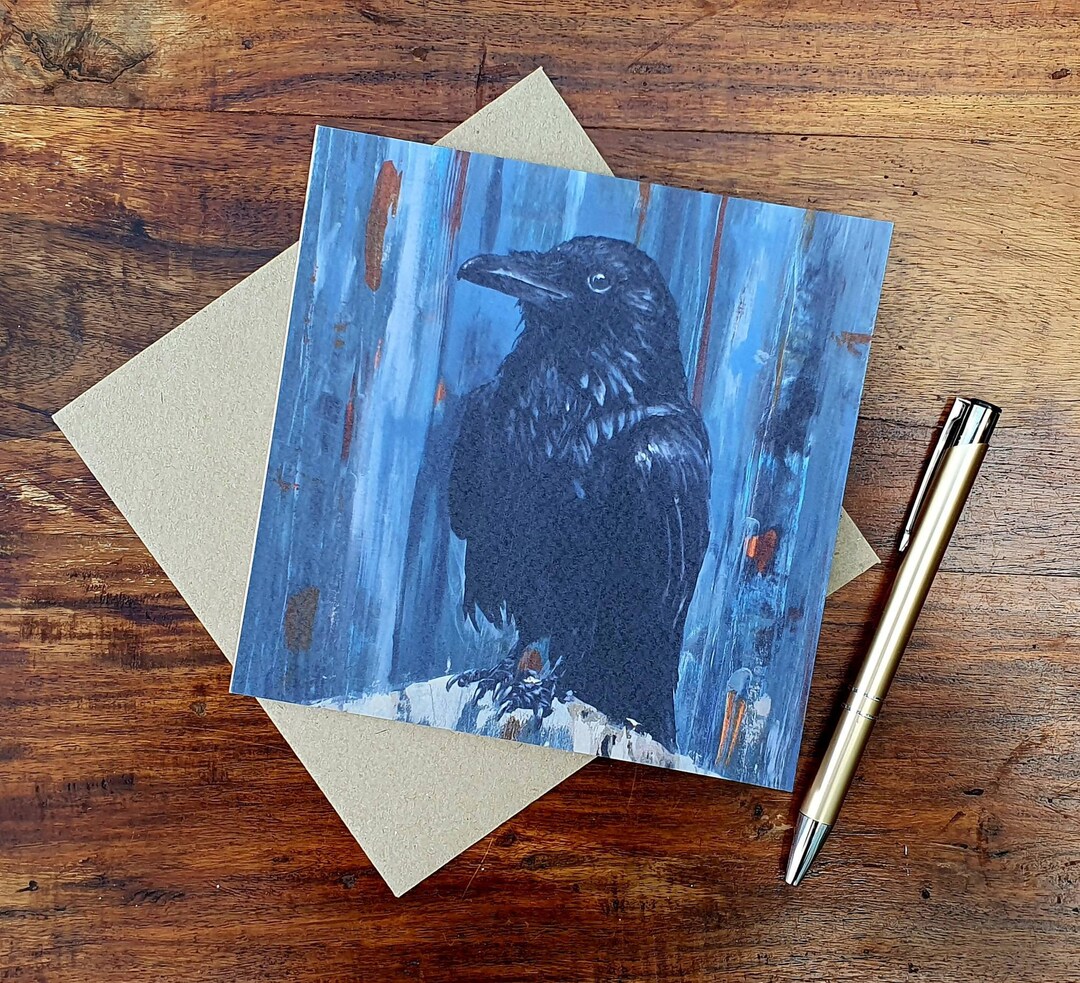 Raven Card Raven Greetings Card Raven Birthday Card Blank Inside - Etsy