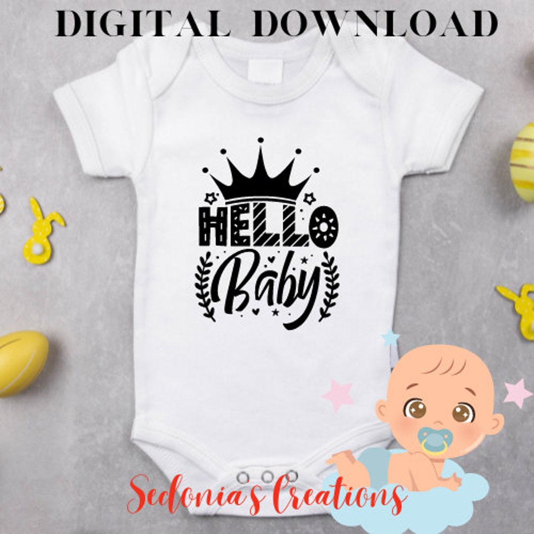 Hello Baby PNG Pdf PSD Jpeg Cricut Baby Shower Svg Funny Baby Text New ...