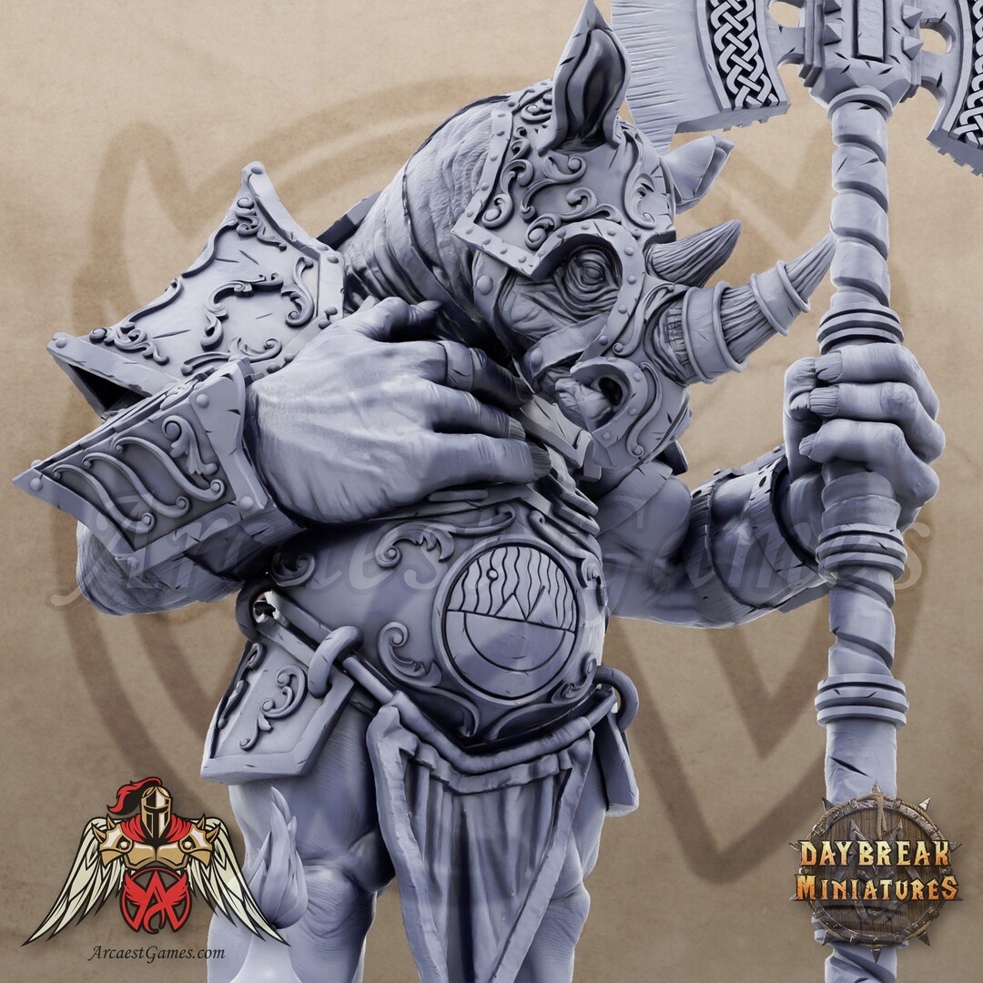 Archytas Rhinofolk Miniature Dungeons Dragons Dnd Rhinofolk Mini D&D ...