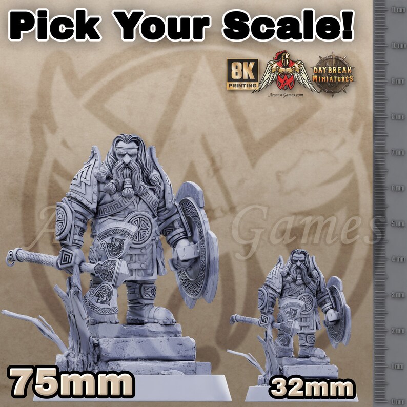 Ragnar Stoner 32mm Scale Dwarf Miniature for Dungeons Dragons Dnd Mini ...