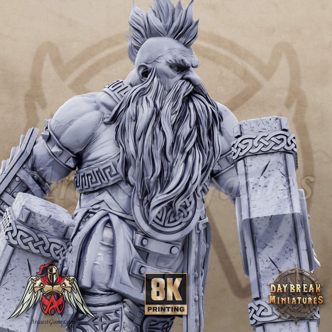 Flint Hammerfell 32mm Scale Dwarf Miniature Dungeons Dragons D&D Dnd ...