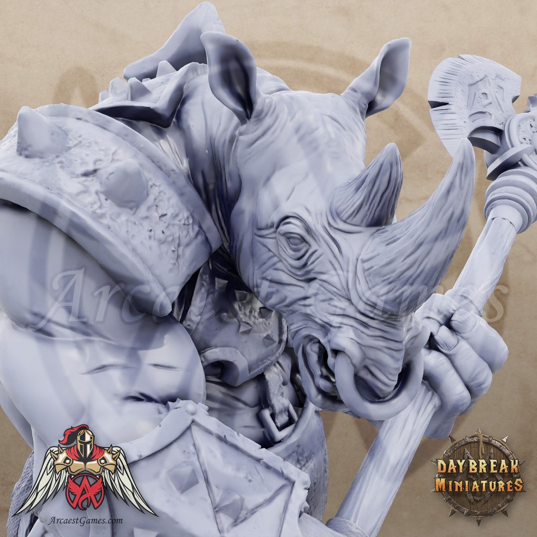 Theon Rhinofolk Miniature Dungeons Dragons Dnd Rhinofolk Mini D&D ...
