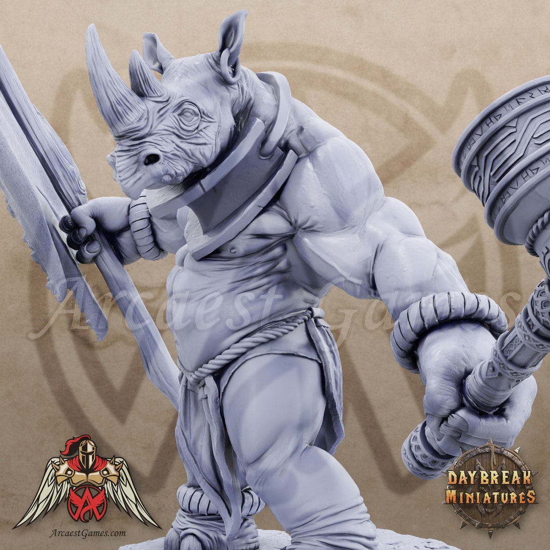 Patro Rhinofolk Miniature Dungeons Dragons Dnd Rhinofolk Mini D&D ...