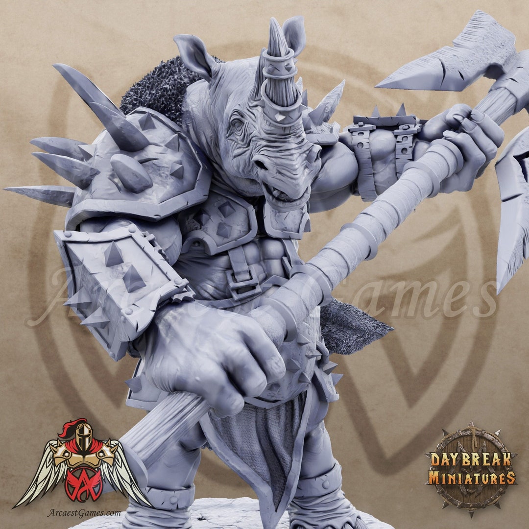 Dios Rhinofolk Miniature Dungeons Dragons Dnd Rhinofolk Mini D&D ...