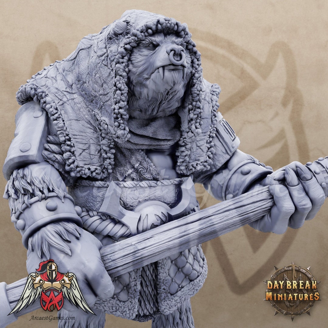 Basher Cree Bearfolk Barbarian Dungeons Dragons Miniature Dnd Bear Folk ...