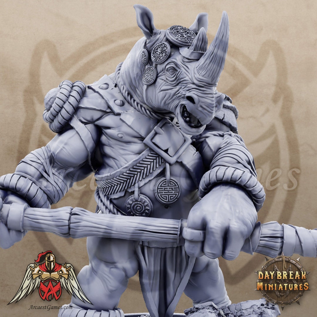 Plutarch 32mm Scale Rhinofolk Miniature Dungeons Dragons Dnd Rhinofolk ...