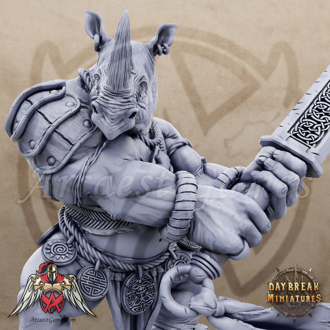 Crantor 32mm Scale Rhinofolk Miniature Dungeons Dragons Dnd Rhinofolk ...
