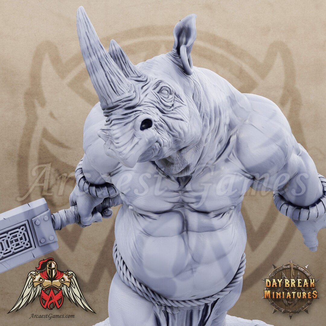 Proclus Rhinofolk Miniature Dungeons Dragons Dnd Rhinofolk Mini D&D ...