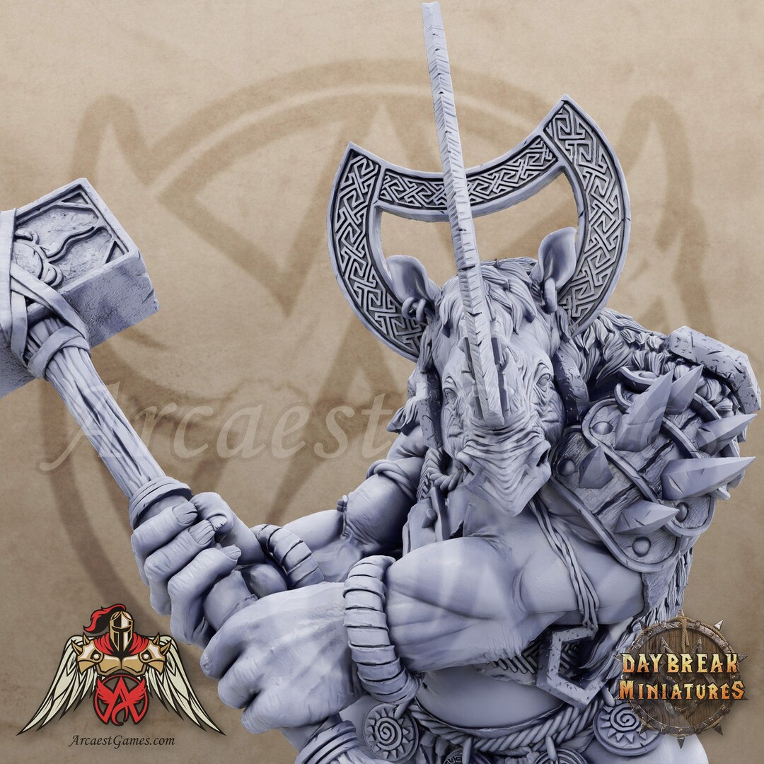 Ecphantus 32mm Scale Rhinofolk Miniature Dungeons Dragons Dnd Rhinofolk ...