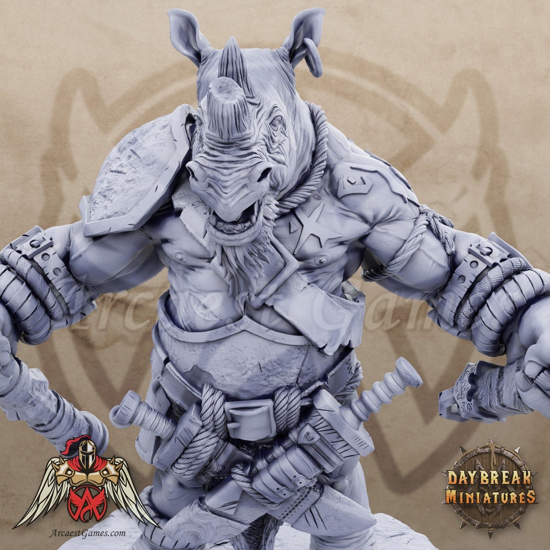 Himerius Rhinofolk Miniature Dungeons Dragons Dnd Rhinofolk Mini D&D ...