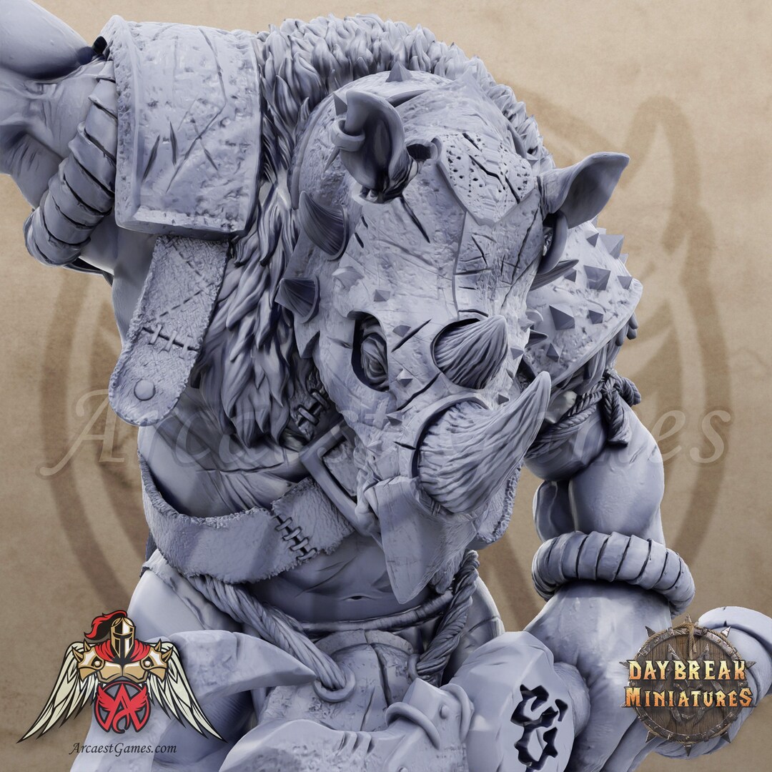 Polus Rhinofolk Miniature Dungeons Dragons Dnd Rhinofolk Mini D&D ...