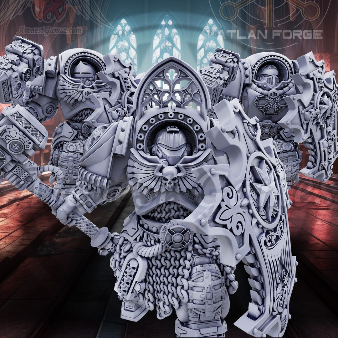 5 Power Hammer Knight Templar Assault Crusaders Grimdark Marines 40K ...