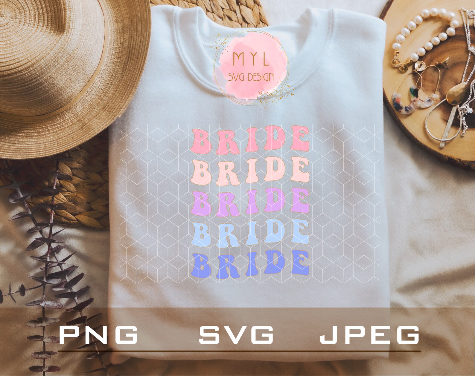 Bride Babe Svg Bridal Png Wavy Stacked Svg Bridesmaid Png - Etsy