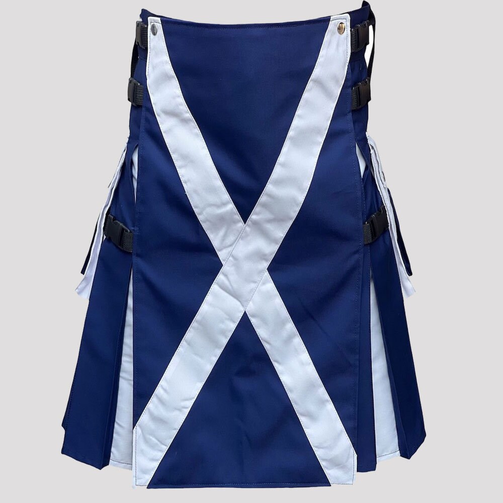 Hand Made Scotland National Flag Design Cotton Hybrid Utility Kilt ...