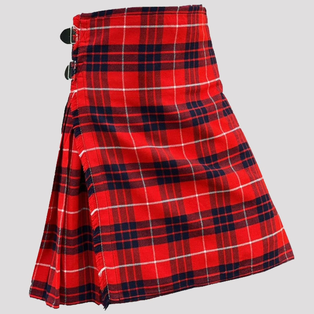 Scottish Traditional Handmade Red Hamilton Modern Tartan Kilt for Men ...
