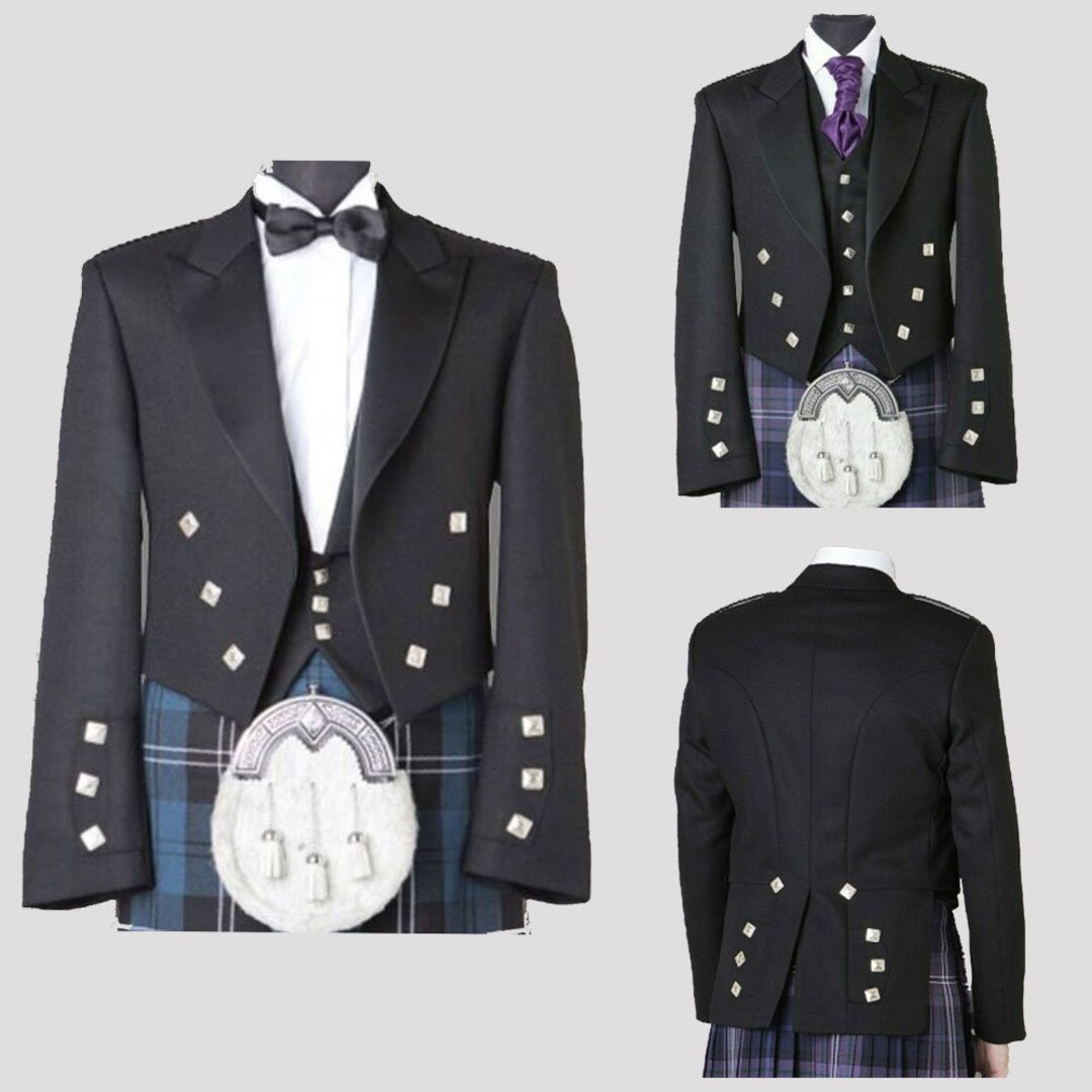 Scottish Men Prince Charlie Kilt Jacket Handmade Wedding Kilt Jacket ...