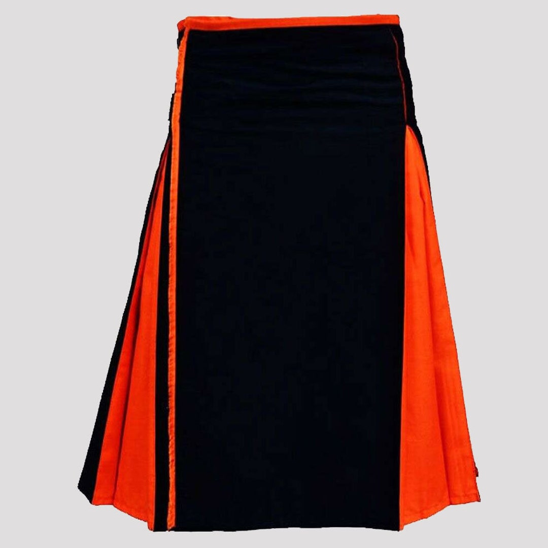 Black and Orange Fashion Kilt for Men - Etsy