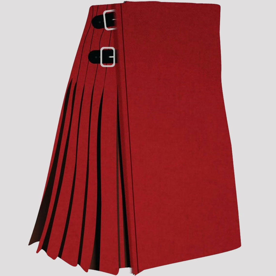 Scottish Handmade Traditional Solid Red Modern Tartan Kilt Clan Solid ...