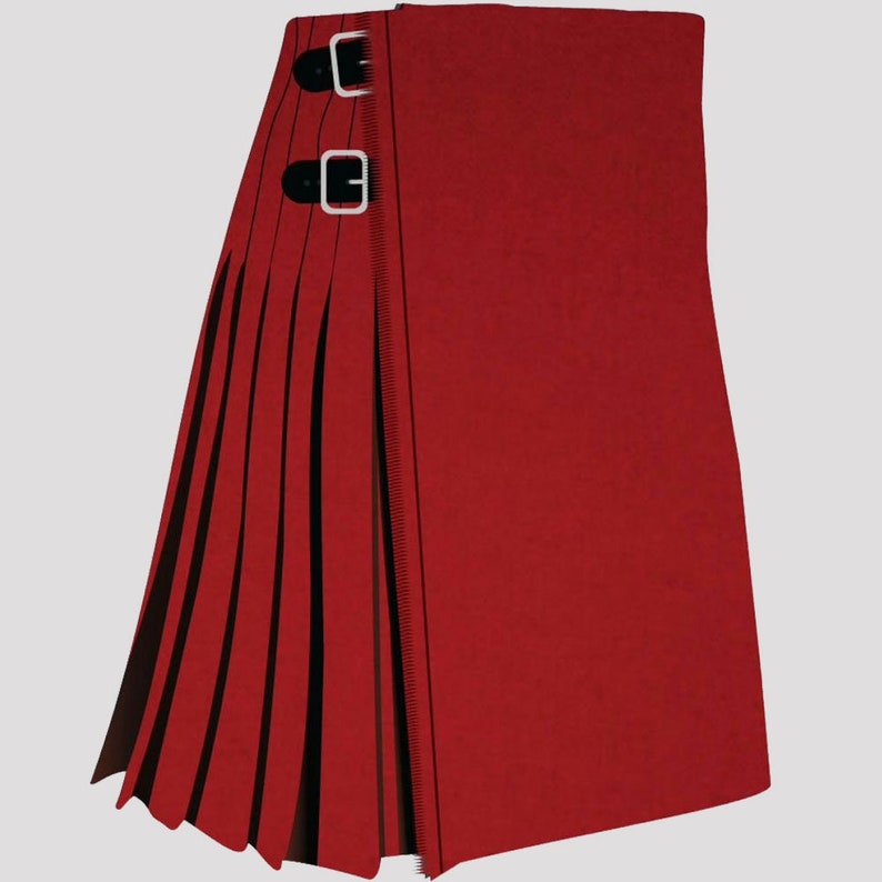 Scottish Handmade Traditional Solid Red Modern Tartan Kilt Clan Solid ...