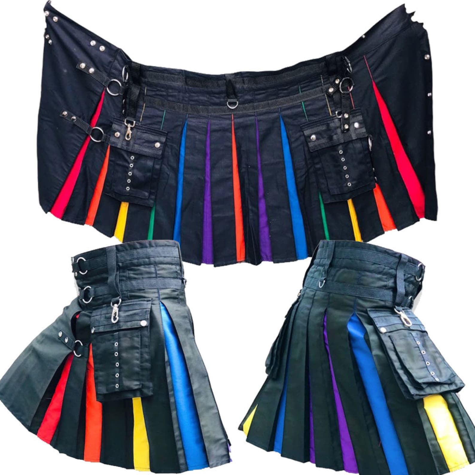 Handmade Rainbow Hybrid Pride Kilt LGBT Gay Kilt-modern Utility Kilts ...