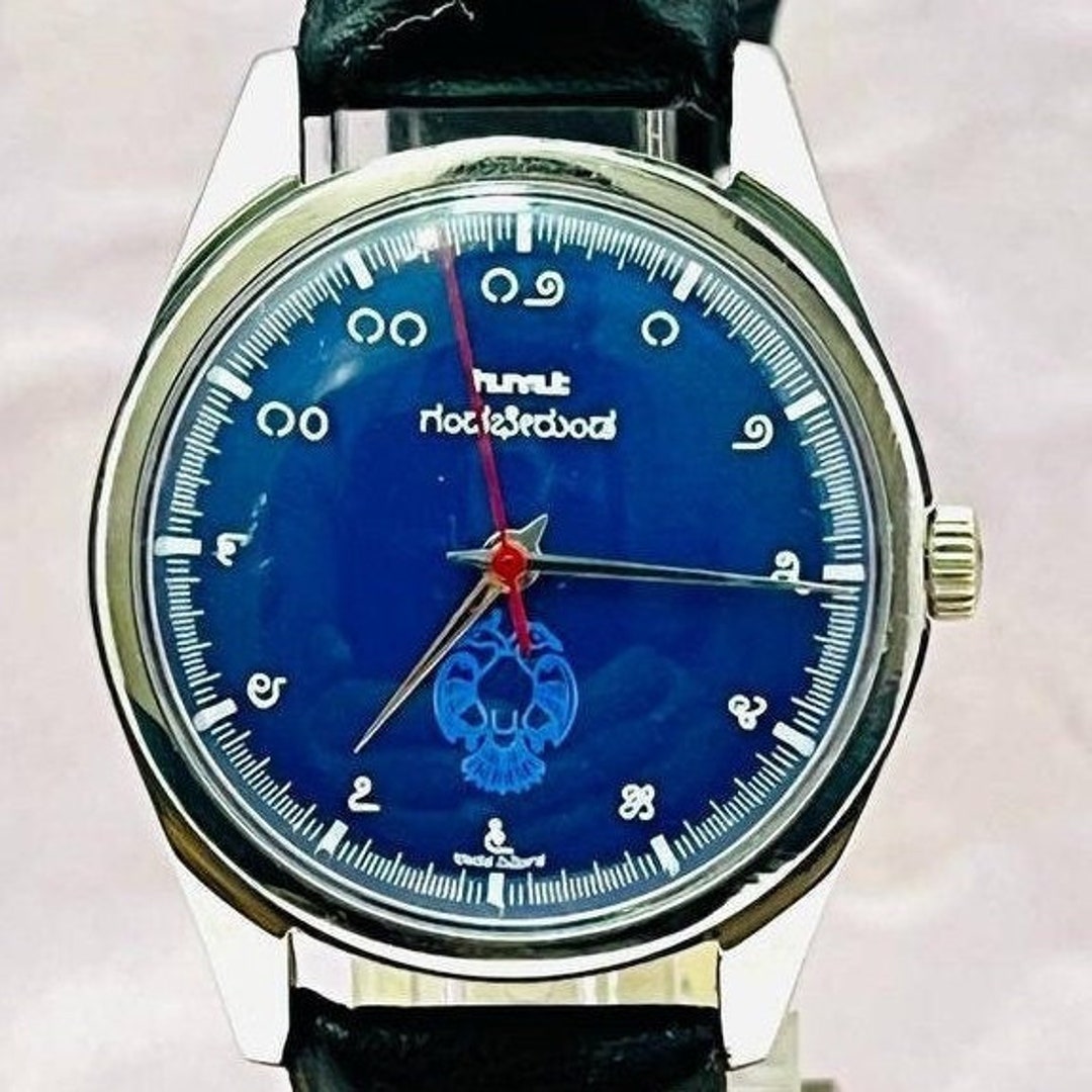 HMT Gandaberunda Kannada Numerals Blue Dial 17jewels Hand Winding Mens ...