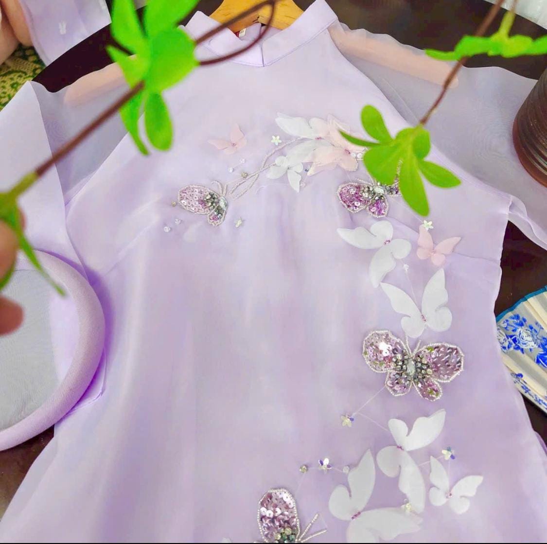 Pre-made Modern Vietnamese Ao Dai Organza Tet, Áo Dài Cách Tân Qipao ...