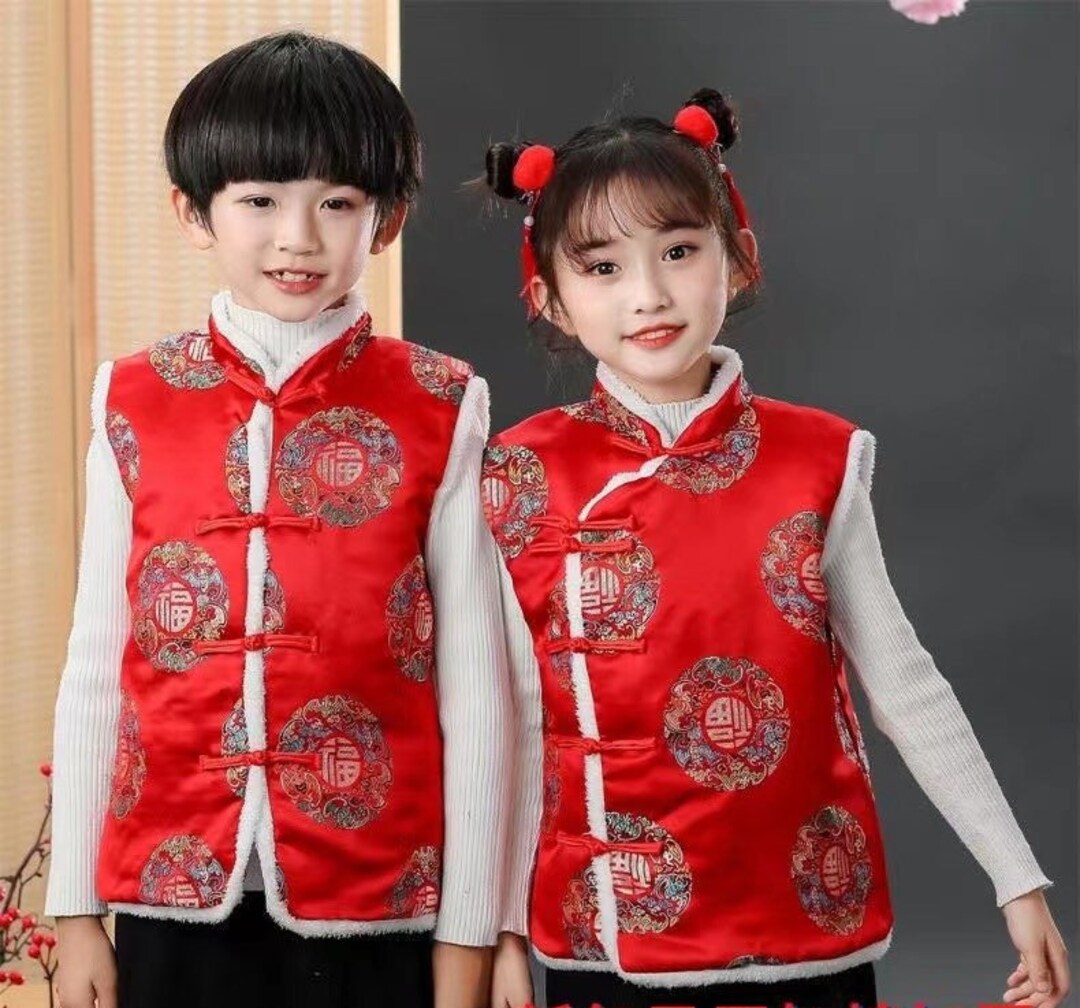 Chinese New Year Vest, Chinese Winter Vest Red Coat Jacket, Boy Girl ...