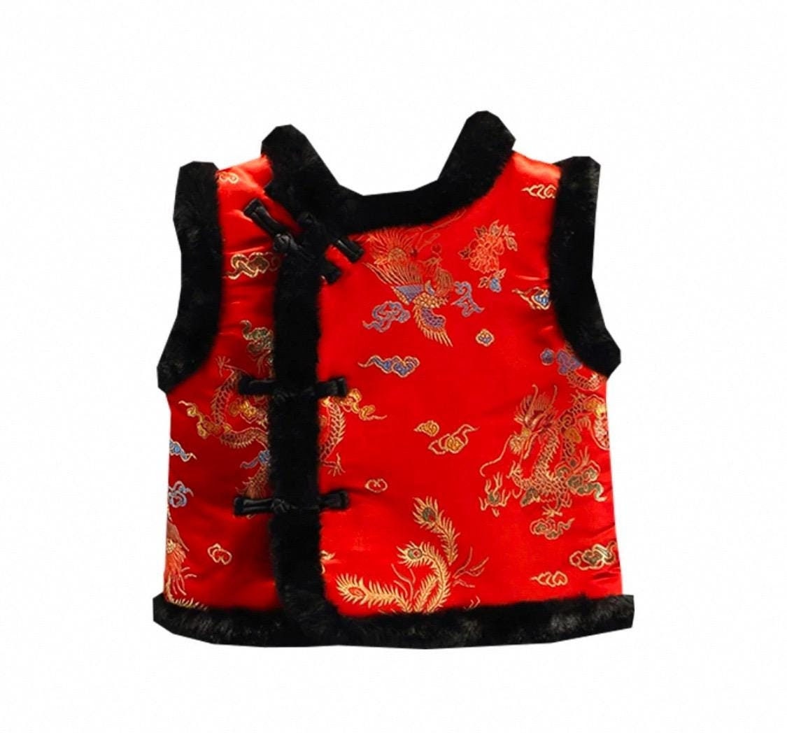 Chinese New Year Vest, Chinese Winter Vest Red Coat Jacket, Kids ...