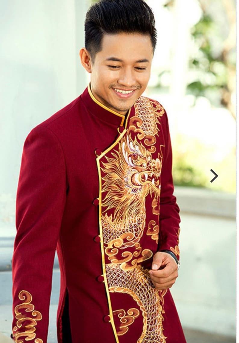 Traditional Vietnamese Ao Dai for Men Dress Premade Embroidered Ao Dai ...