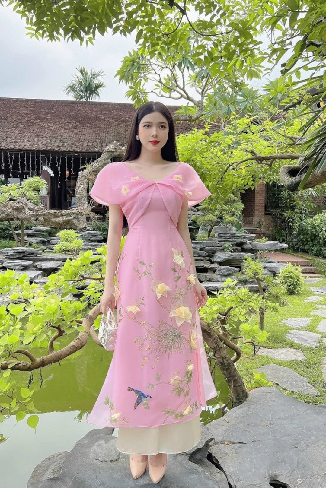 Pre-made Modern Vietnamese Ao Dai Organza Tet, Áo Dài Cách Tân Qipao ...