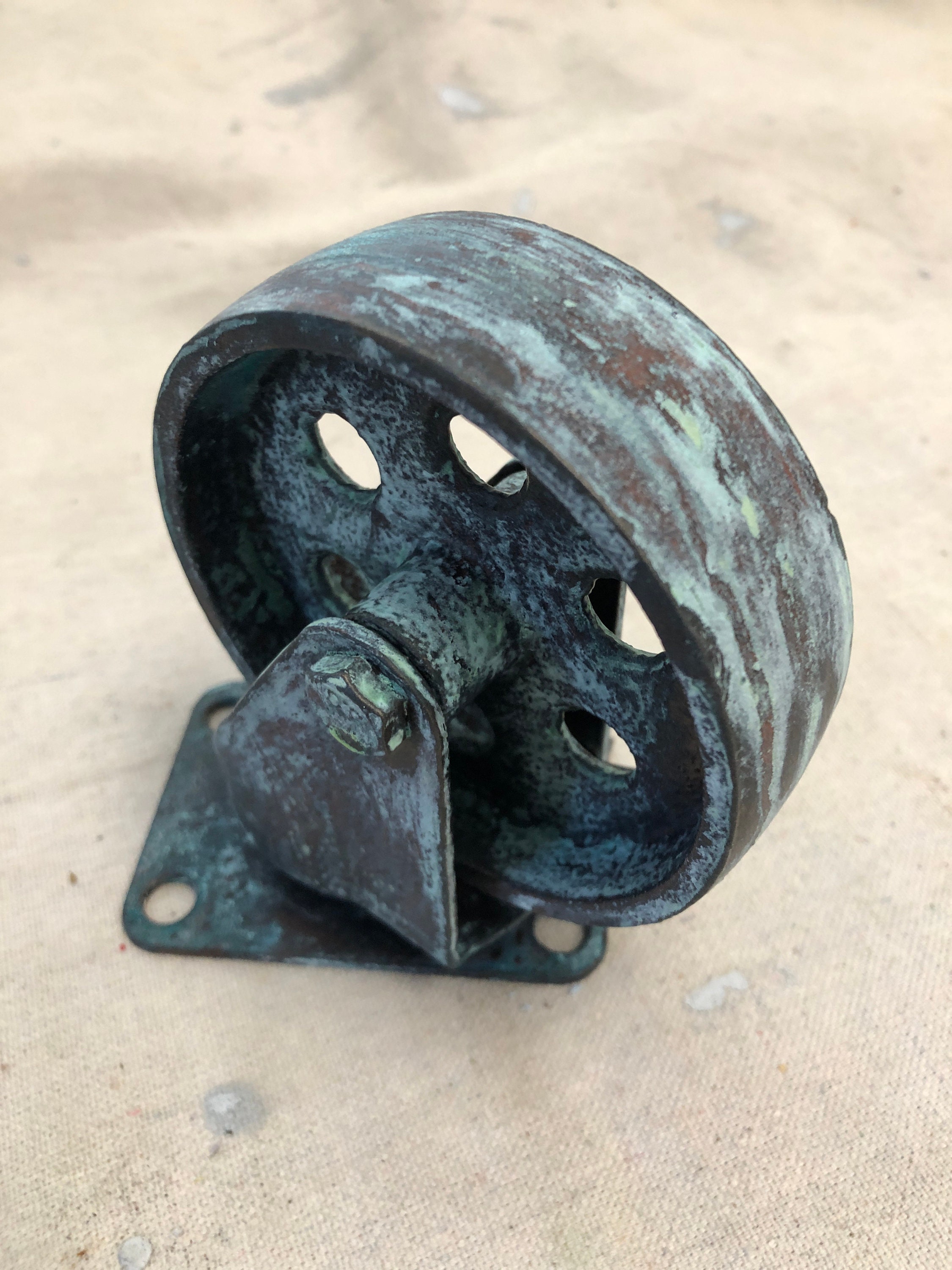Bronze Finish Casters 4" Steel Wheels - Bronze Finish With Blue Patina ...
