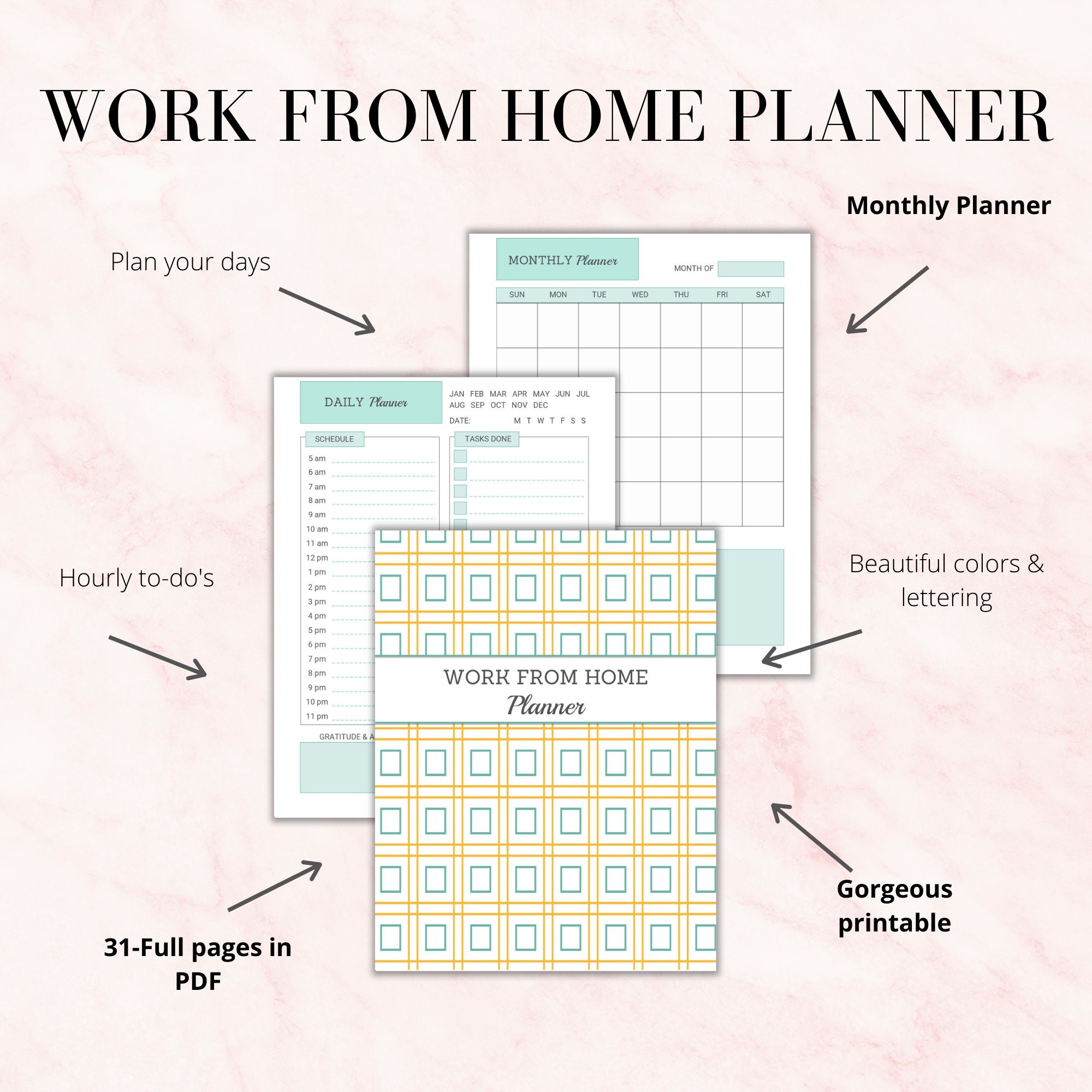Work From Home Planner Printable | 31 Pages to Organize Remote Work ...