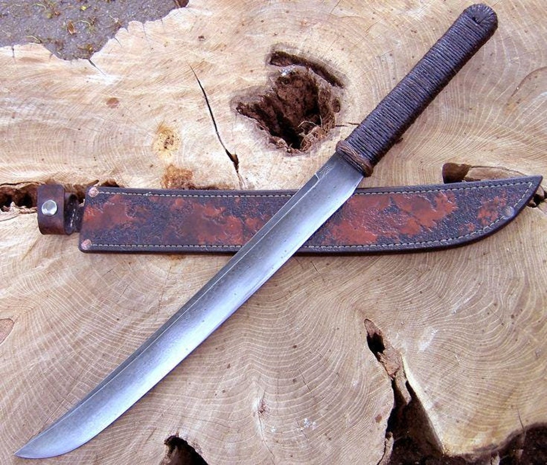 Hand Forged Bush Waki Sword, Short Sword, Bush Waki Vining Sword, 1095 ...