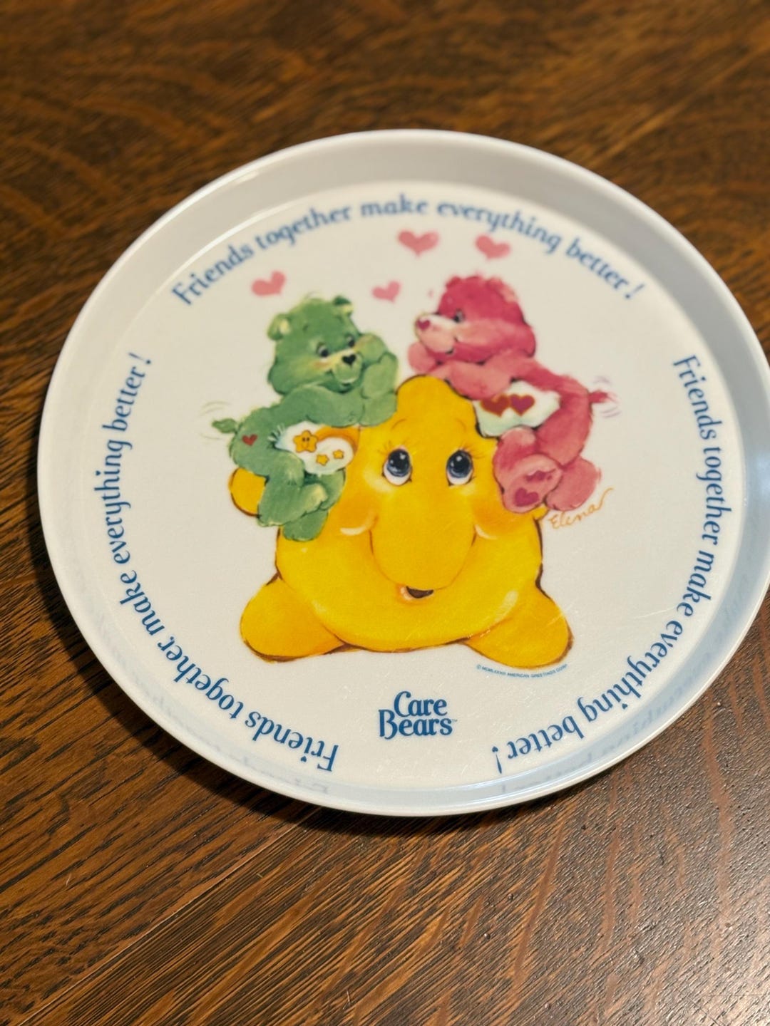 1983 Vintage Care Bear Plate Love-a-lot Bear Good Luck Bear and Star ...