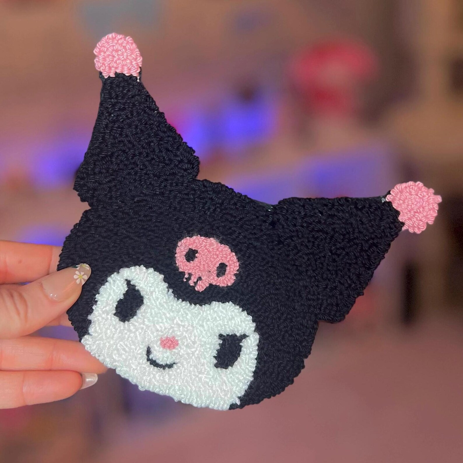 Kuromi Bunny Coaster, Punch Needle Mug Rugs, Tufted Coasters ...