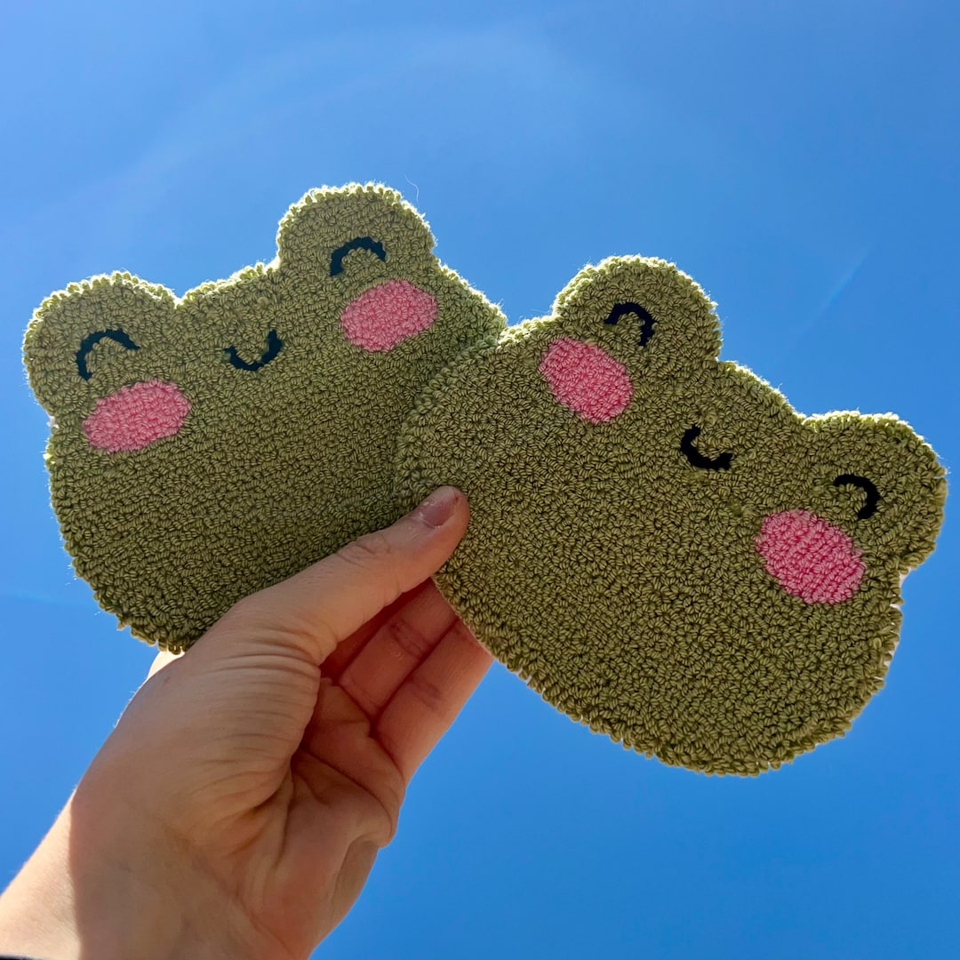 Punch Needle Mug Rugs, Frogs Tufted Coasters, Housewarming Gift ...