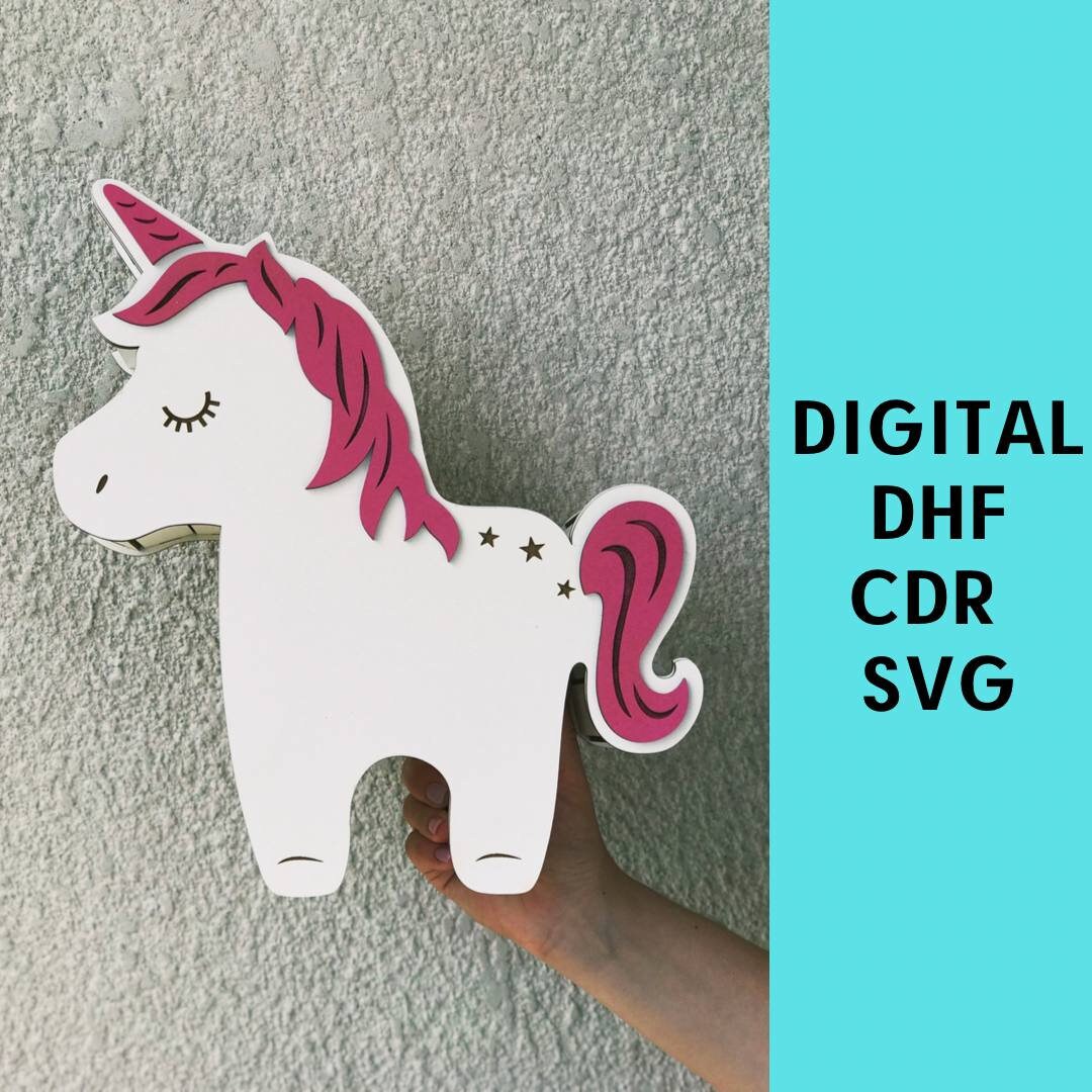 Unicorn-shaped Box,3 Mm - Digital Gift Box Laser Cut File - SVG/DHF/CDR ...